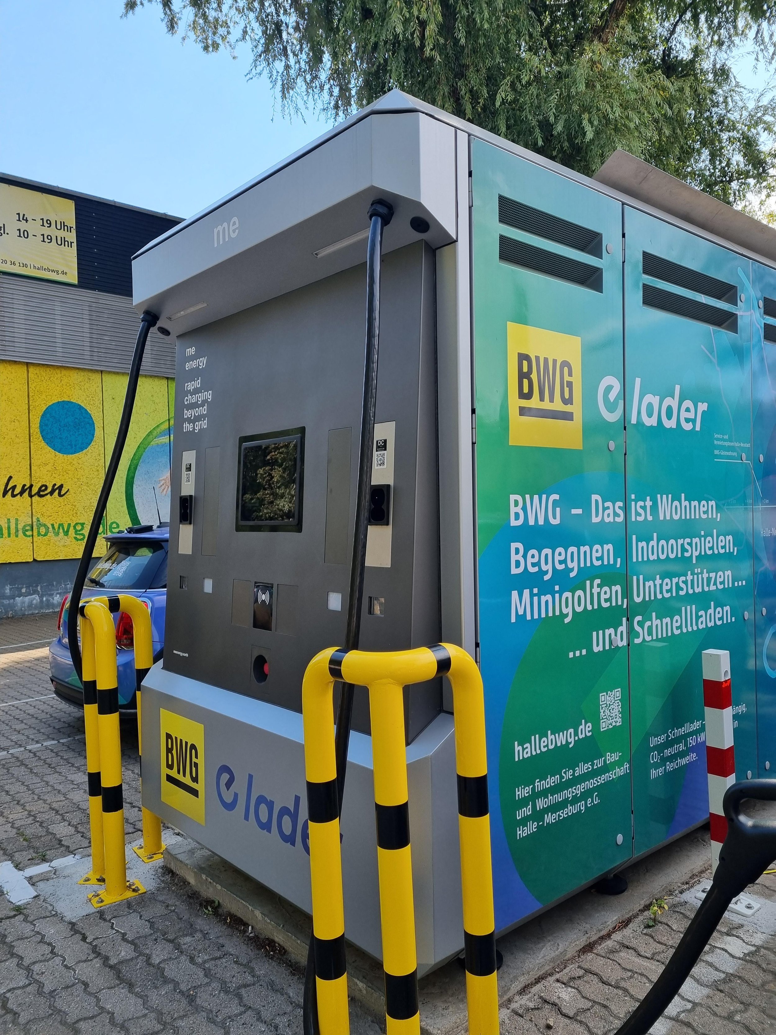 Public fast charging station for e-cars in Halle, Germany